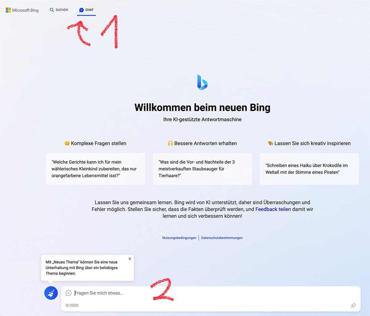 Bing und künstliche Intelligenz. Entdecke die Zukunft!